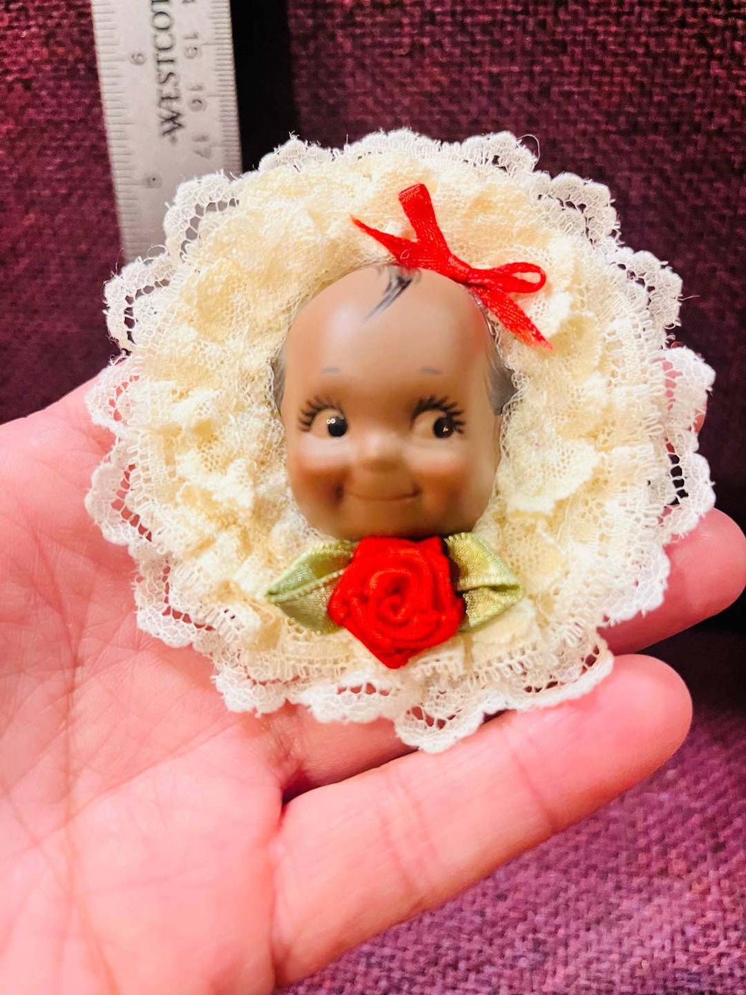 Kewpie Vintage Face With Lace All Around - Etsy