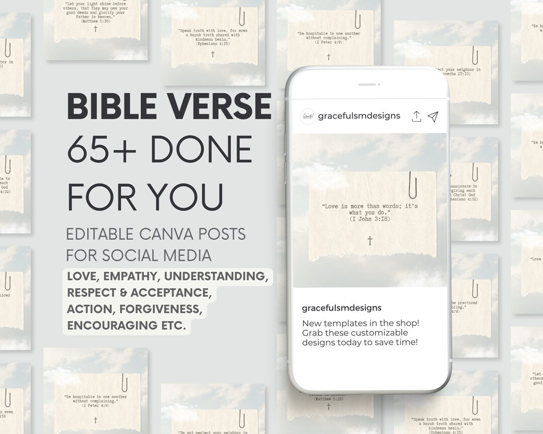 65 Instagram Posts Bundle Bible Verses Scriptures Done for You Ready to ...