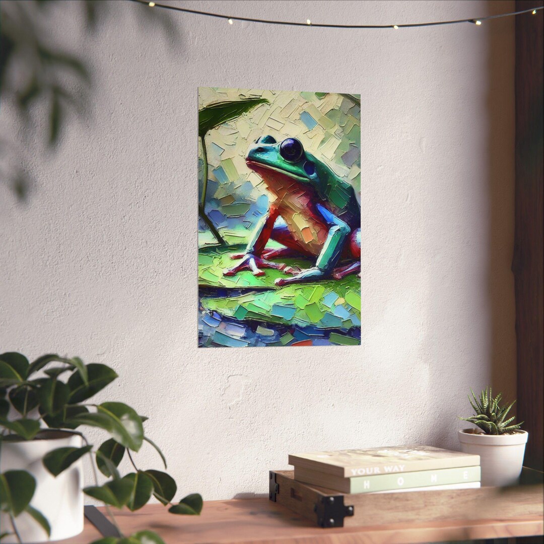 Frog on Lily Pad Vertical Poster, Nature Art Print, Matte Wall Art ...