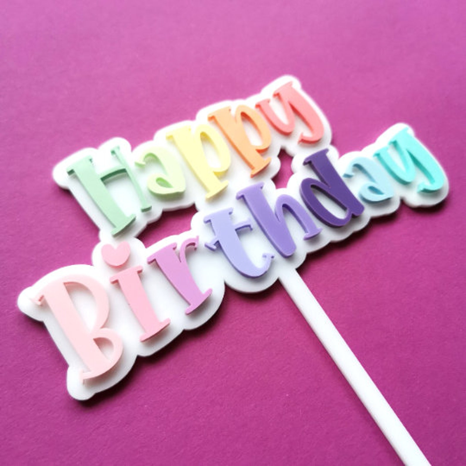 Pastel Happy Birthday Cake Topper, Custom Name Fropper, Age Number ...