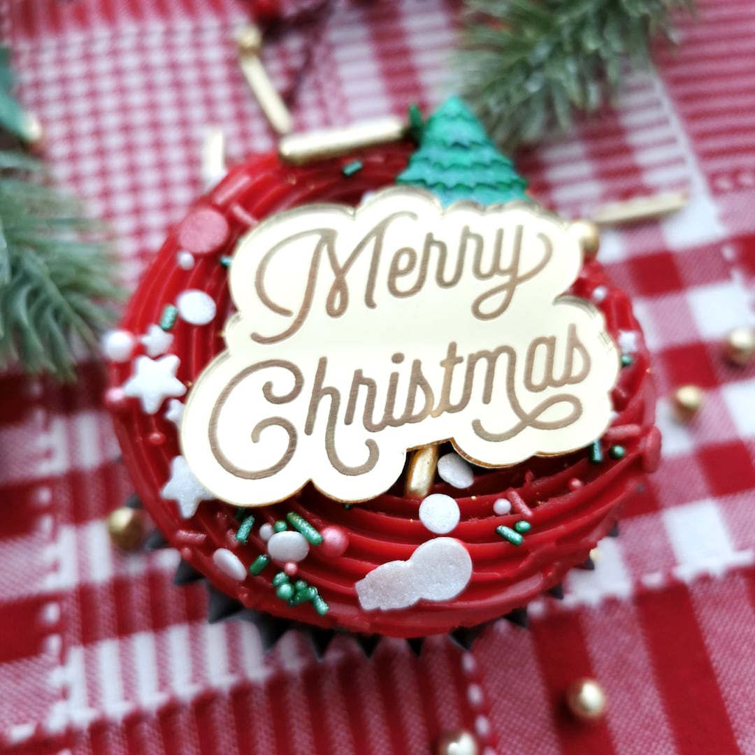 Merry Christmas Cupcake Toppers Festive Cupcake Discs Baking - Etsy