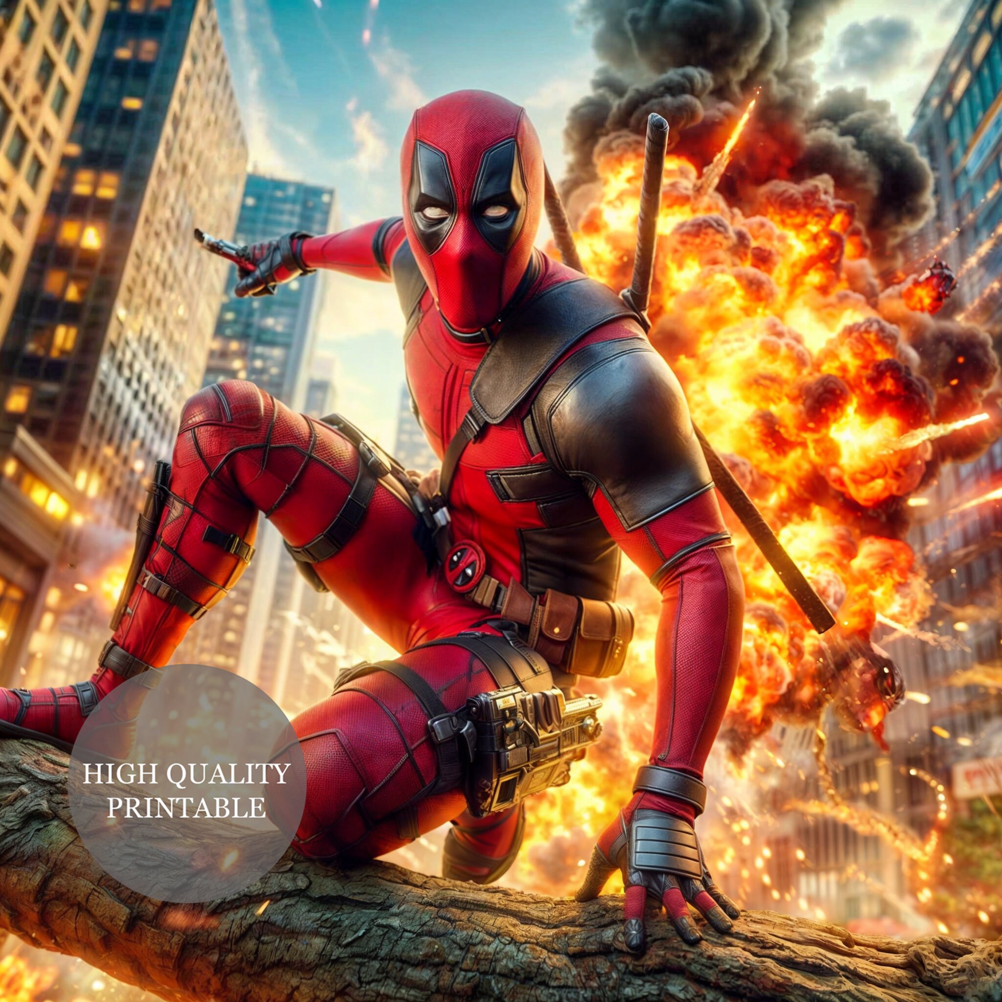 Superhero Deadpool Digital Art: Perfect for T-shirts, Posters, Parties ...