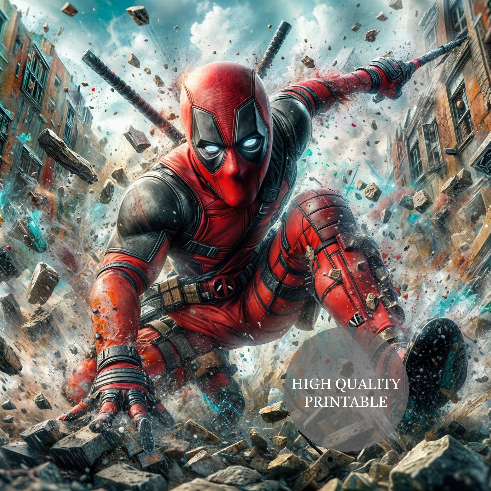 Superhero Deadpool Digital Art: Perfect for T-shirts, Posters, Parties ...