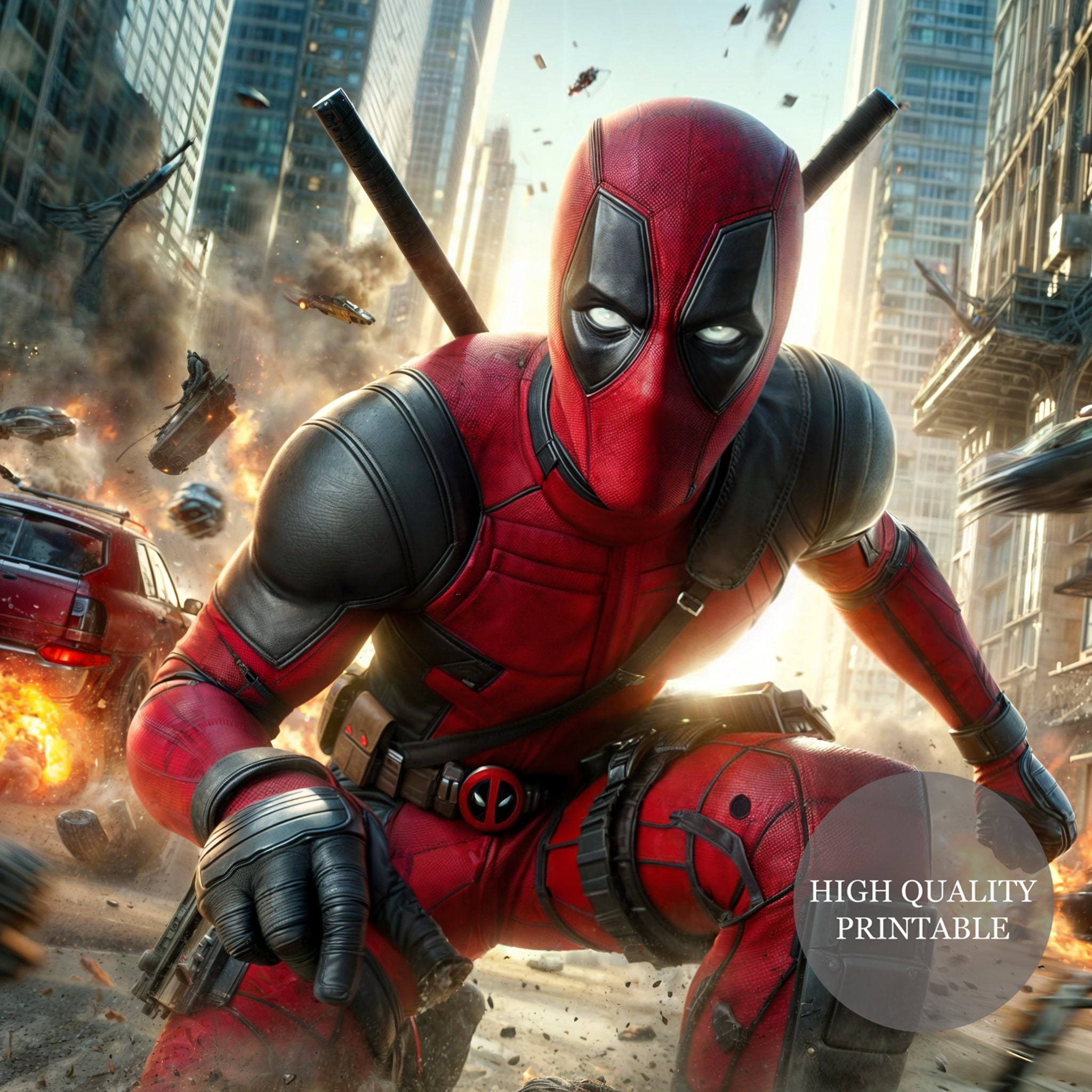 Superhero Deadpool Digital Art: Perfect for T-shirts, Posters, Parties ...