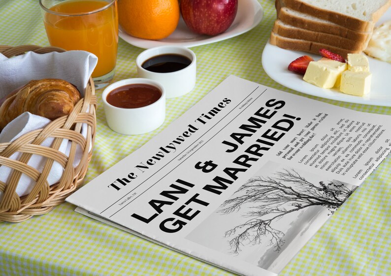 Folded Wedding Newspaper Template Wedding Itinerary Template - Etsy