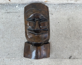 Vintage Wood Hand Carved Tiki Mask, Wall Decor - Etsy
