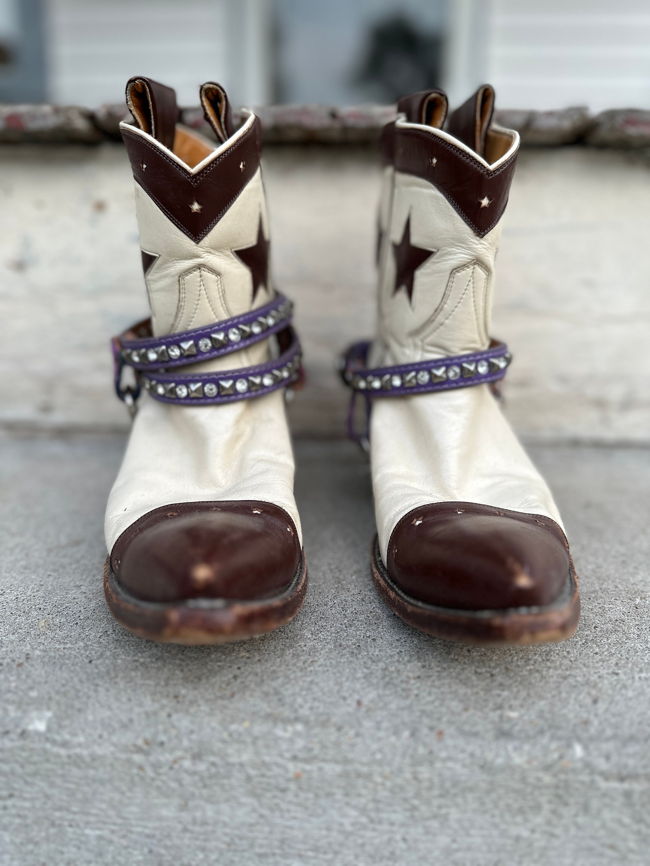 Boot Straps / Custom Purple Studded Boot Straps / Handmade / One of a ...