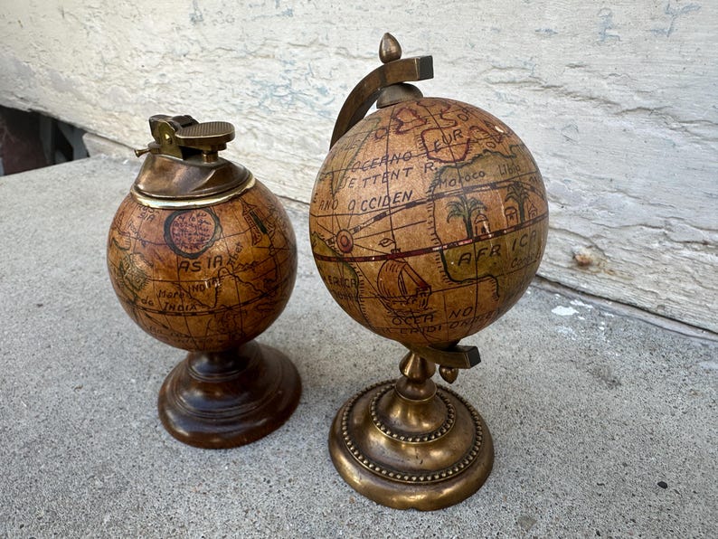 Antique World Globe W/ Base and a Globe Lighter W/ Base - Etsy
