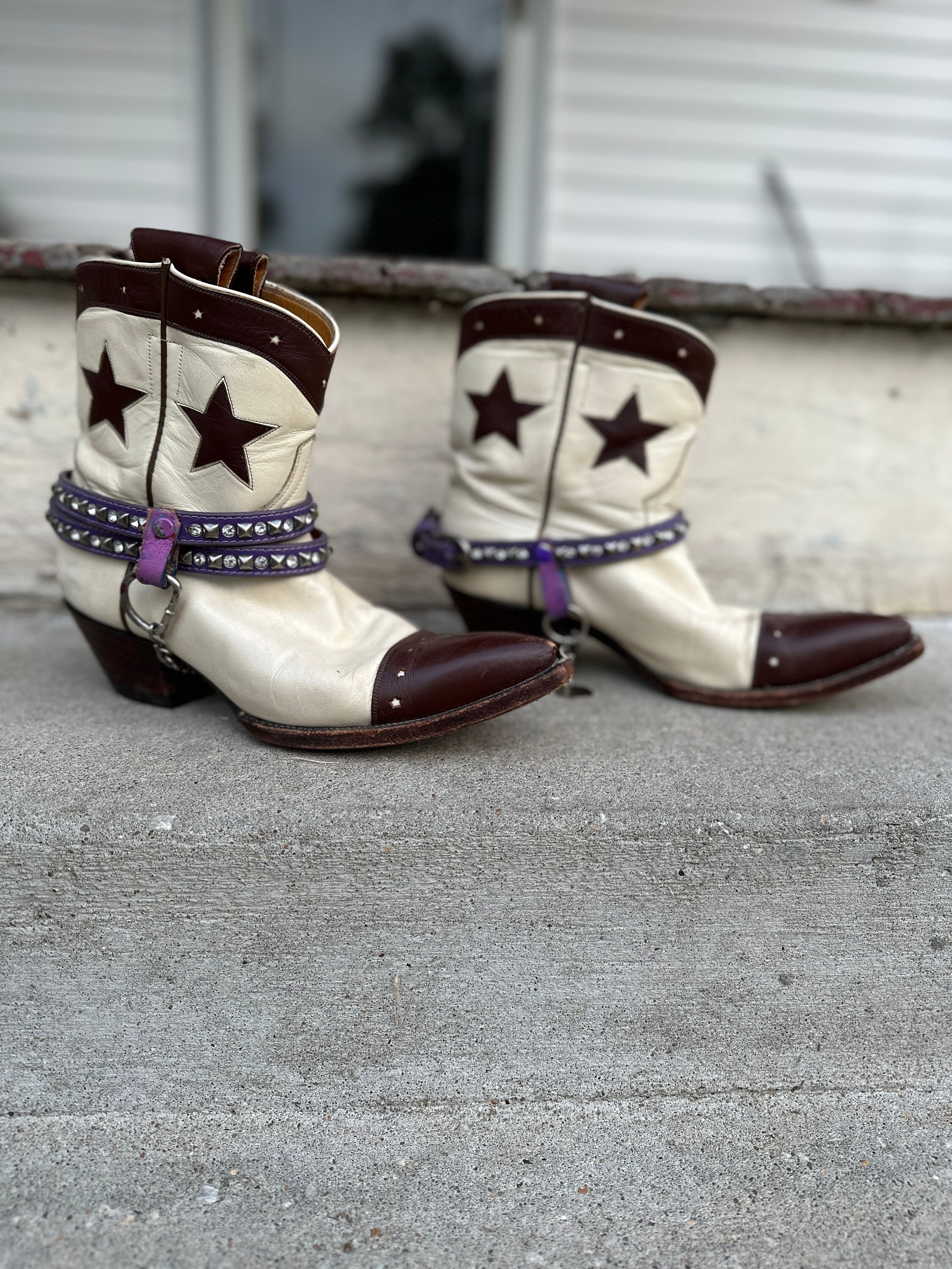 Boot Straps / Custom Purple Studded Boot Straps / Handmade / One of a ...