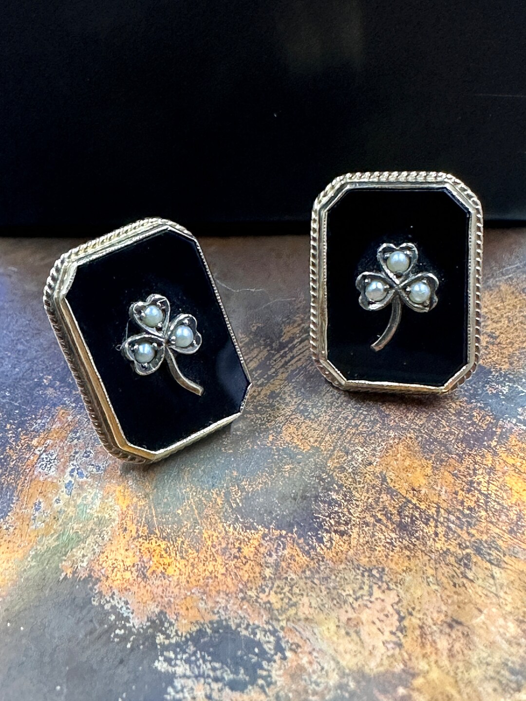 Victorian Era Mourning 10k Earrings With Black Onyx, Seed Pearls and ...