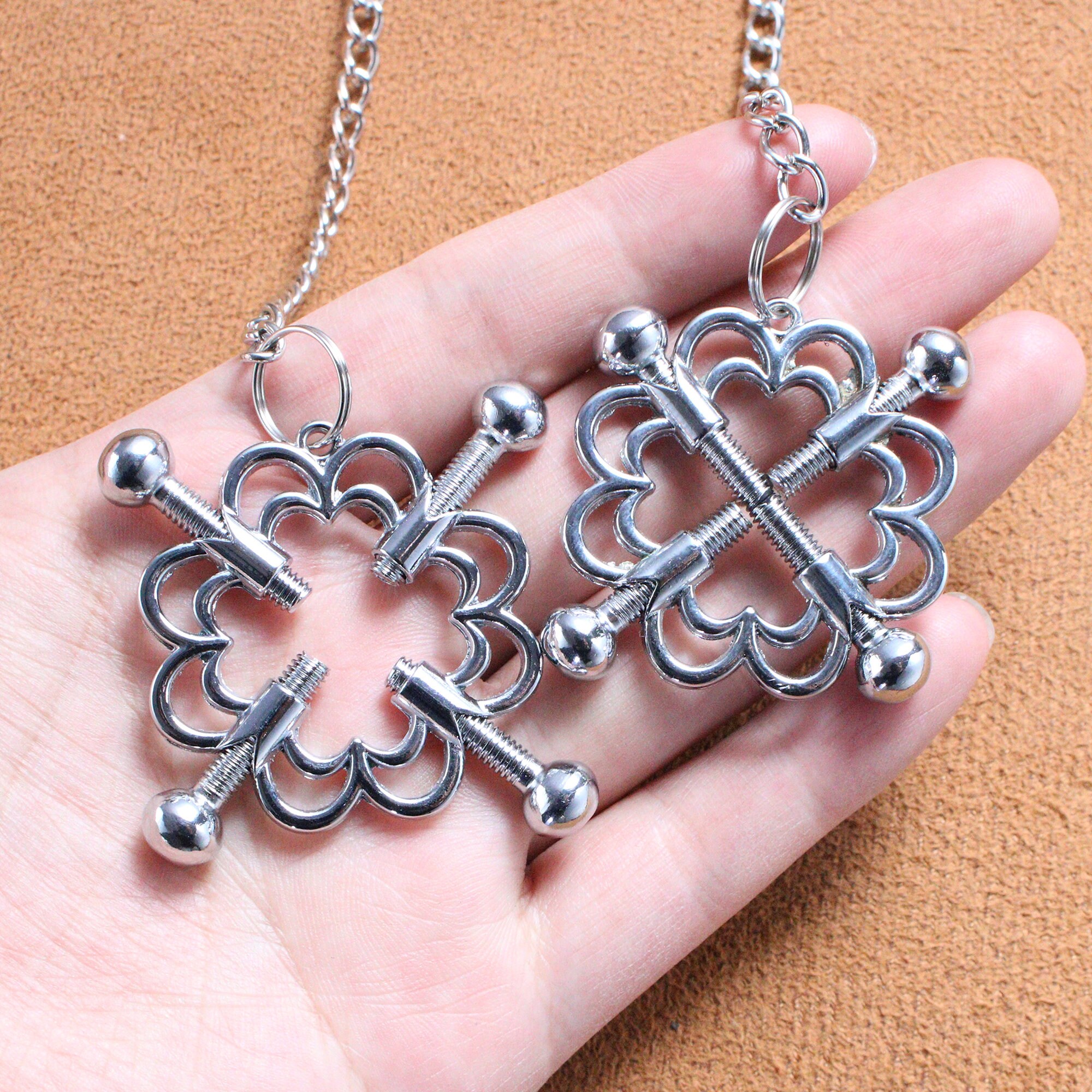 Flower Screw Clamps With Chain Adjustable Non Piercing Nipple Rings - Etsy