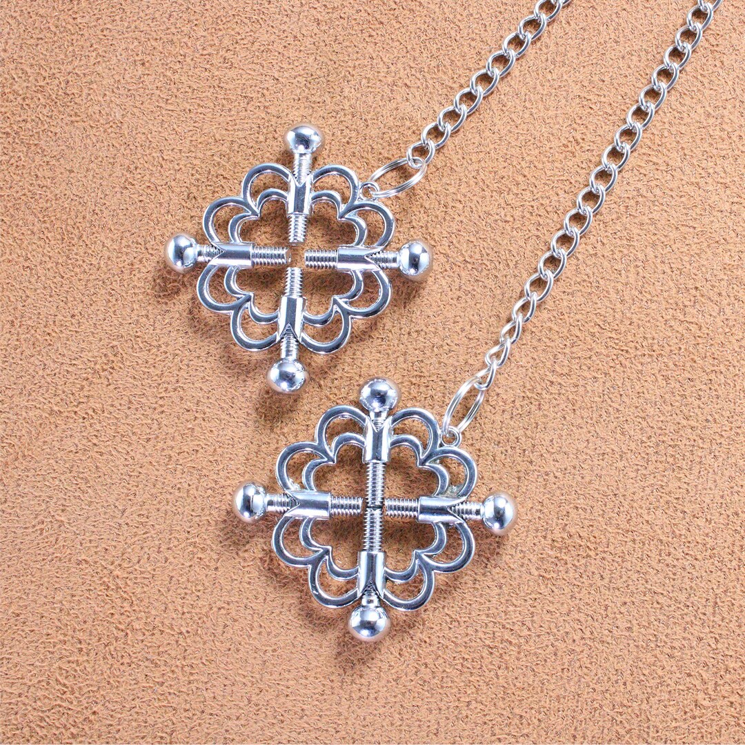 Flower Screw Clamps With Chain Adjustable Non Piercing Nipple Rings - Etsy
