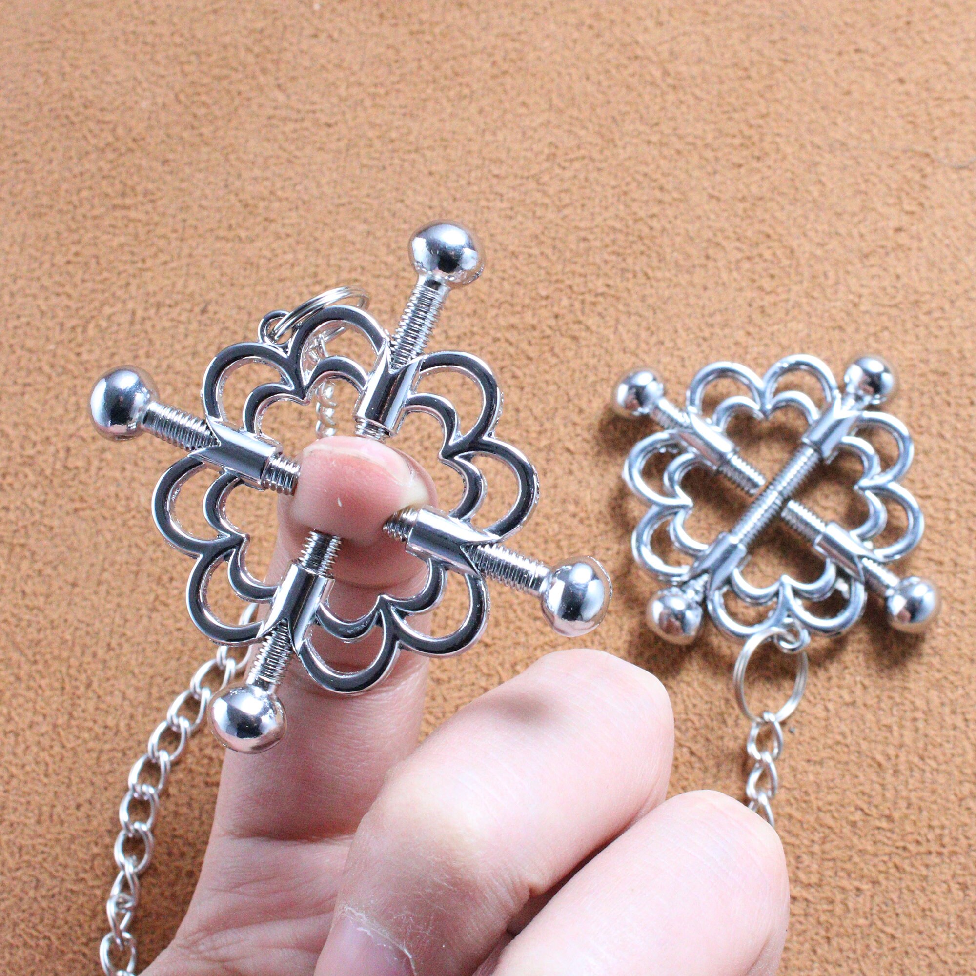 Flower Screw Clamps With Chain Adjustable Non Piercing Nipple Rings - Etsy