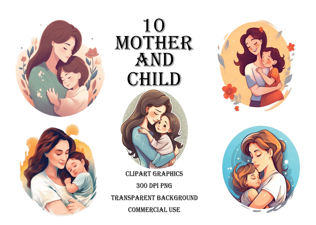 Mother's Day, Mother's Day Clipart Bundle,mom and Child,hugging, PNG ...