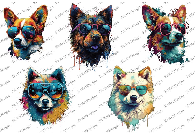 Cool Dogs Clipart High Quality PNG Transparent Digital - Etsy