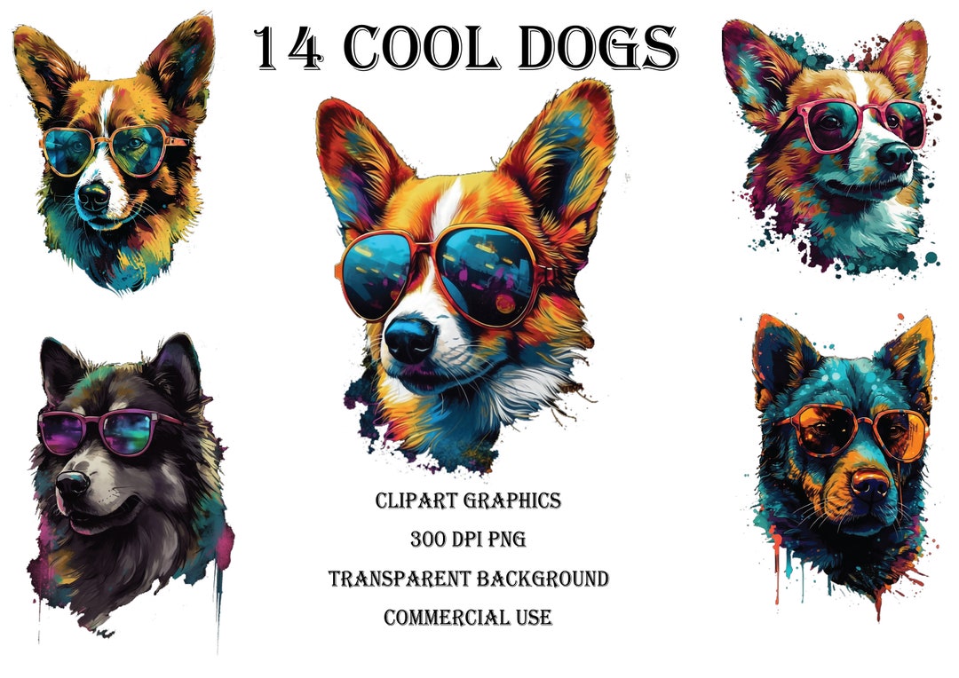 Cool Dogs Clipart High Quality PNG Transparent Digital Download Card ...