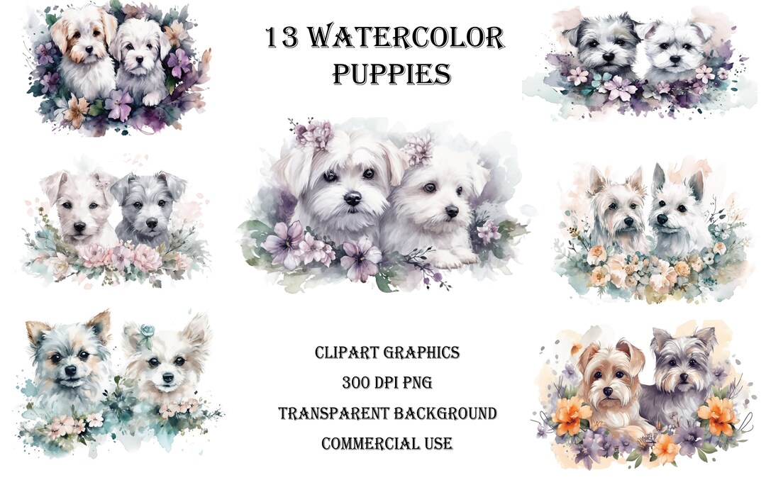 Watercolor Puppy,dog Clipart,watercolour Clip, High-quality PNG ...