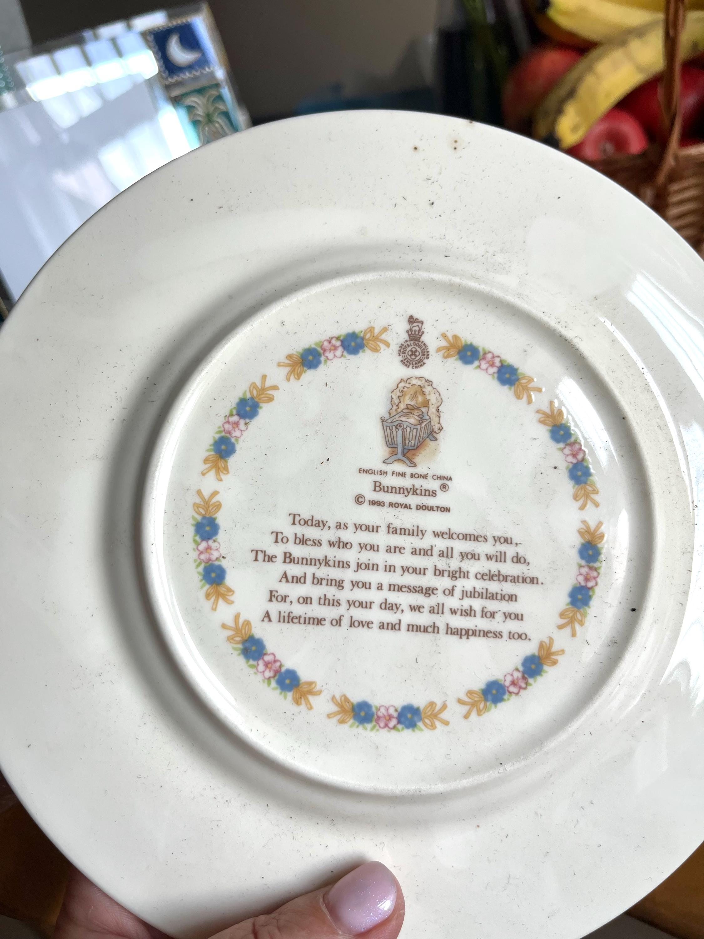 Royal Doulton White Porcelain Bannykins Vintage Christening Plate With ...
