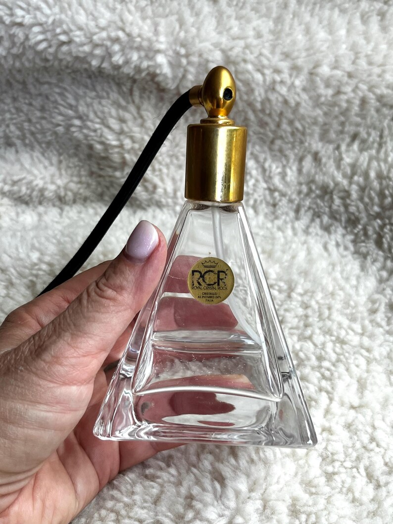 Art Deco Style Pyramid Shape Clear Grystal Vintage Perfume Bottle With ...