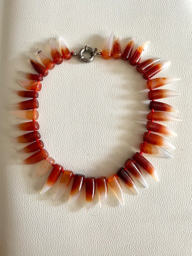 Impressive Natural Carnelian Large fang Shape Beads Vintage Choker ...
