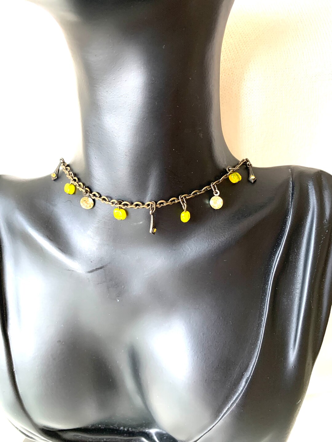 Signed Konplott by Miranda Co Vintage Brass Choker Necklace - Etsy