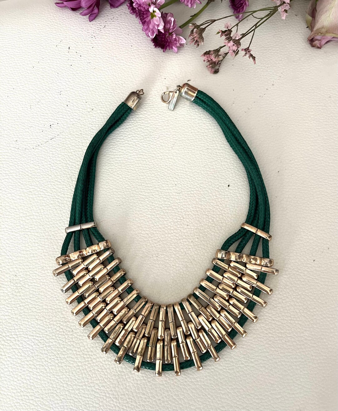 Signed Freedom Green Multi Strand With Gold Tone Metal Connectors ...