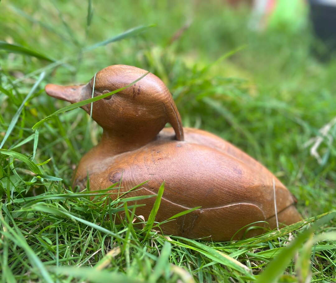 Wooden Brown Carved Handcrafted Vintage 60s Duck Decoy. Gift for Him ...