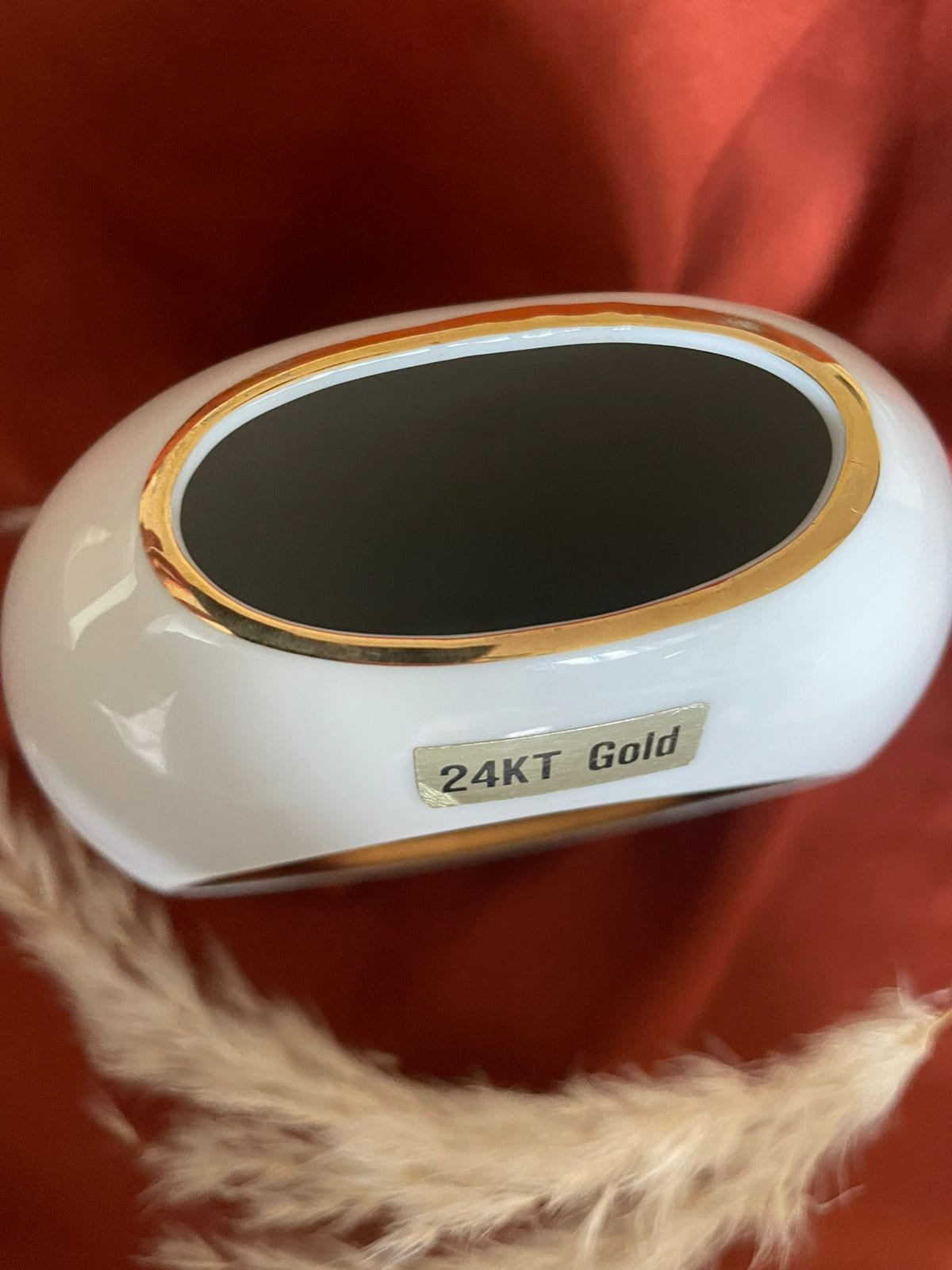 24k Gold Edged Collectible Japanese Small Flat Vase With Silver and ...