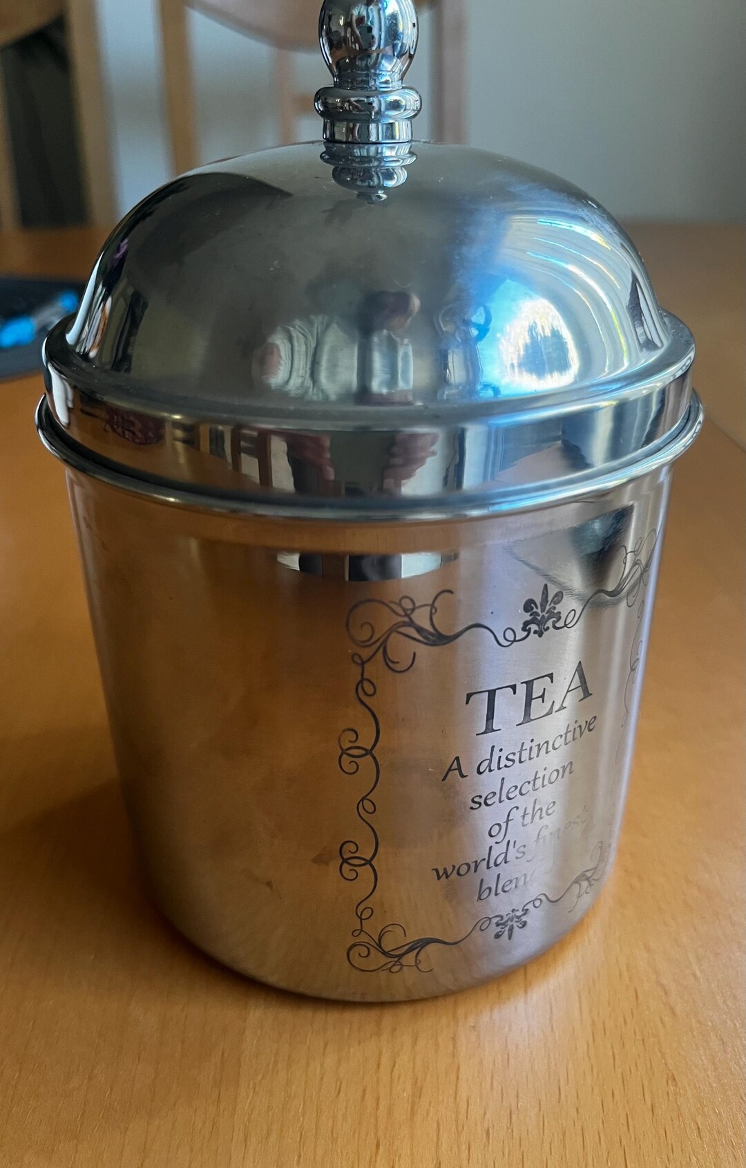 Stainless Steel Cylinder Vintage Tea Caddy With a Lid. Collectible ...
