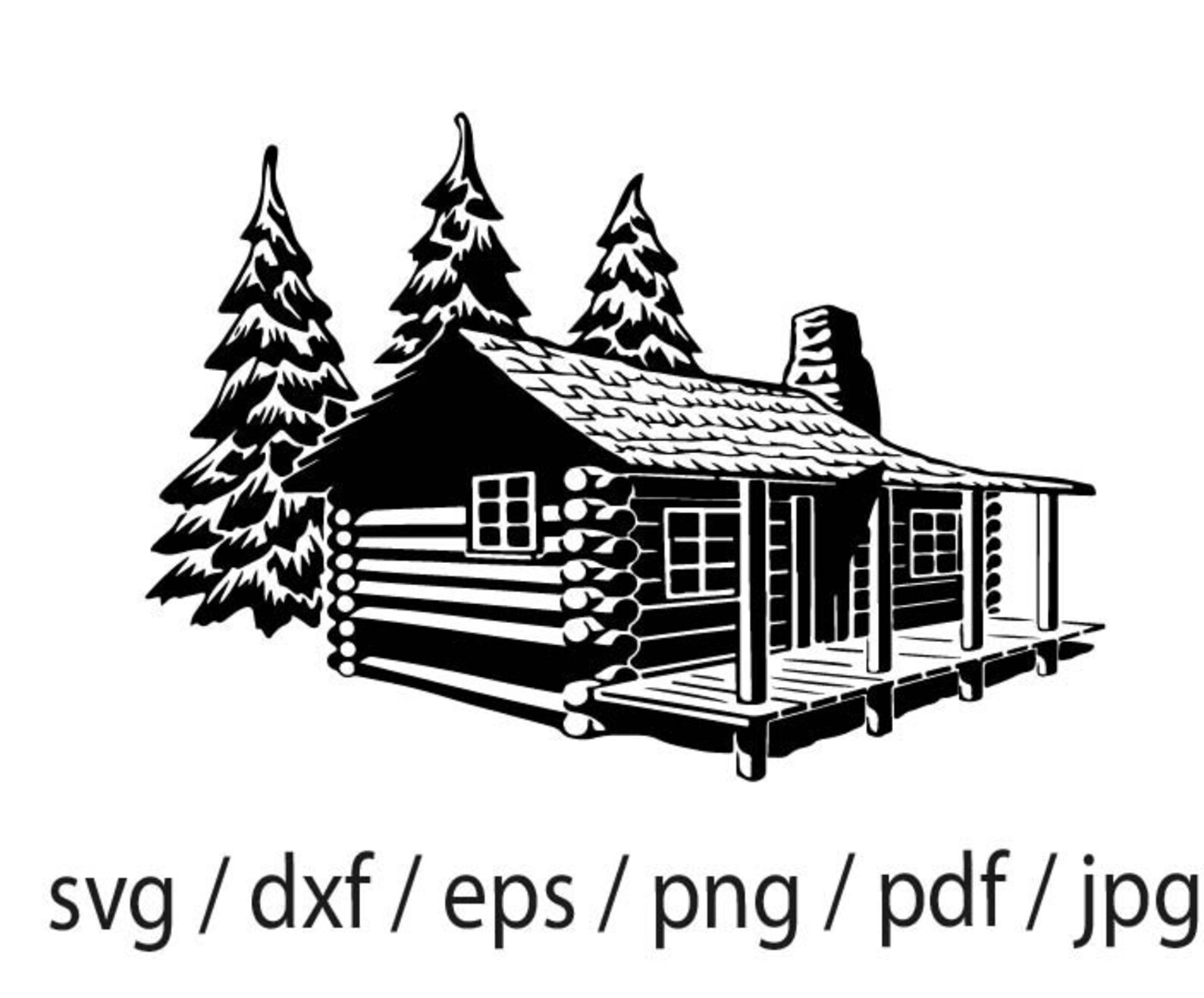 Log Cabin in the Woods Svg Mountain Cottage Silhouette - Etsy