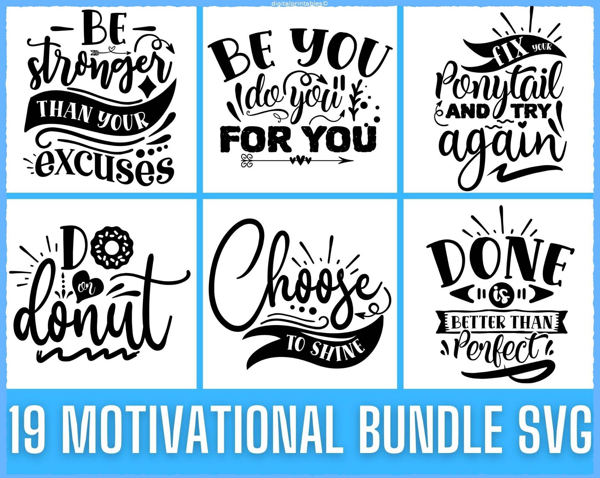 19 Motivational Quotes SVG Bundle Files Digital Printable - Etsy