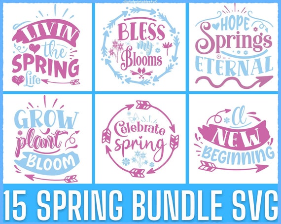 15 Spring Quotes SVG Bundle Files Clipart T-shirt Happy - Etsy
