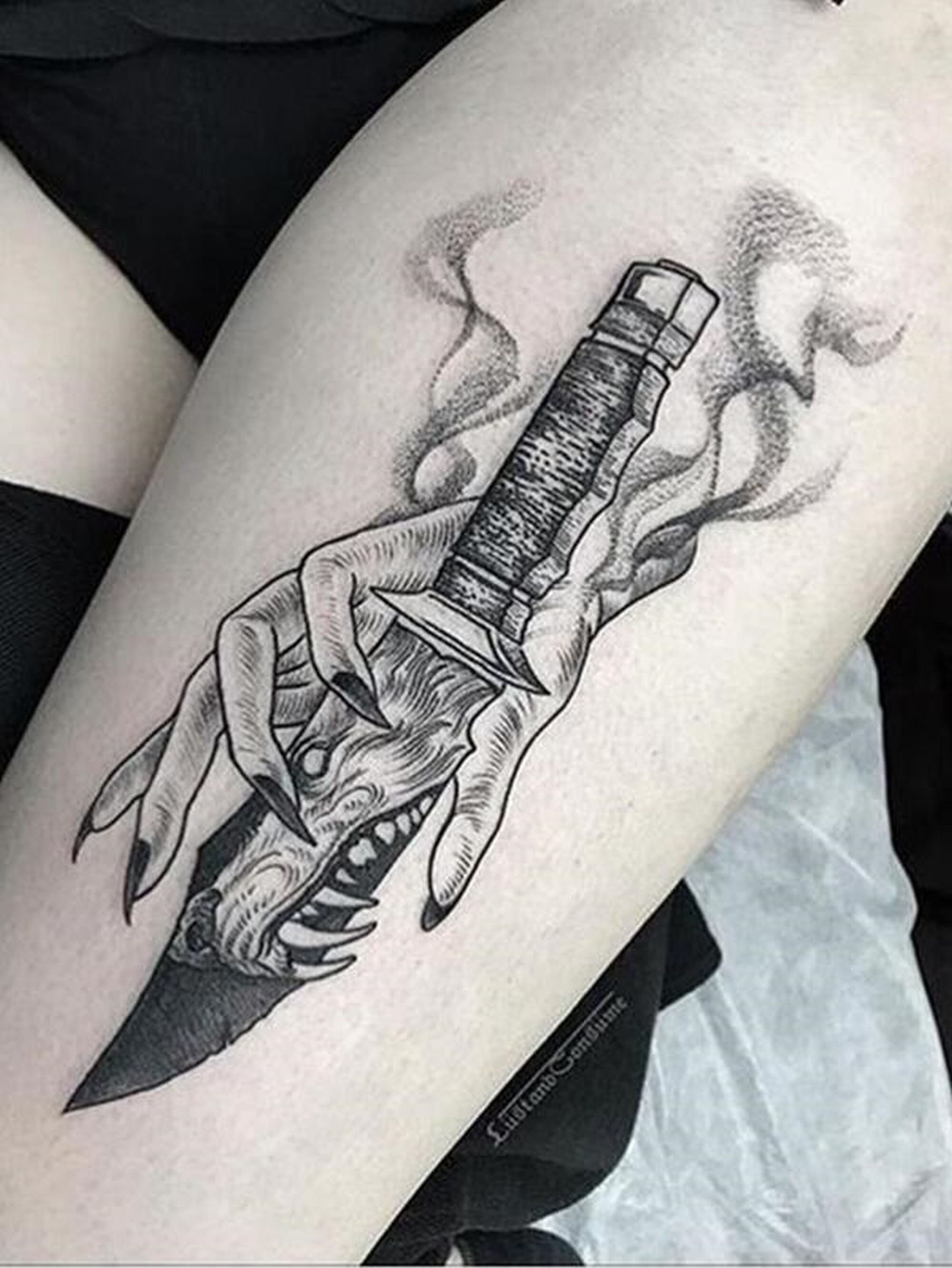 Tribal Chef Knife Tattoo