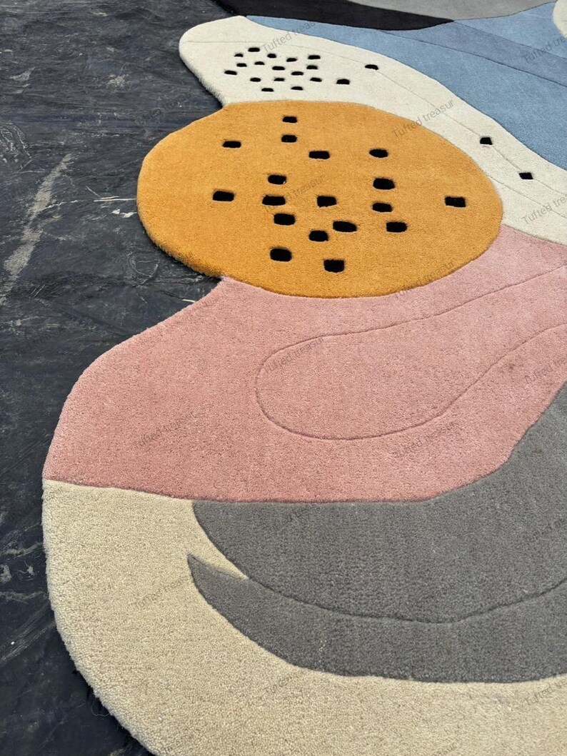 Modern Abstract Tufted Rug-irregular Shaped Sculptural Area Rug,soft ...