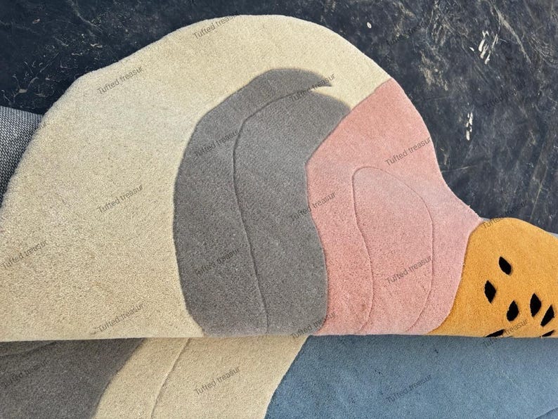 Modern Abstract Tufted Rug-irregular Shaped Sculptural Area Rug,soft ...