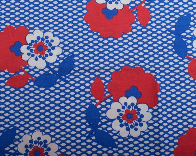 Retro Floral Cotton Fabric From the 1980s for Home Decor - Etsy