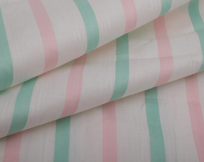 1950s Vintage Striped Jacquard Cotton Fabric, Pink Mint Stripe ...