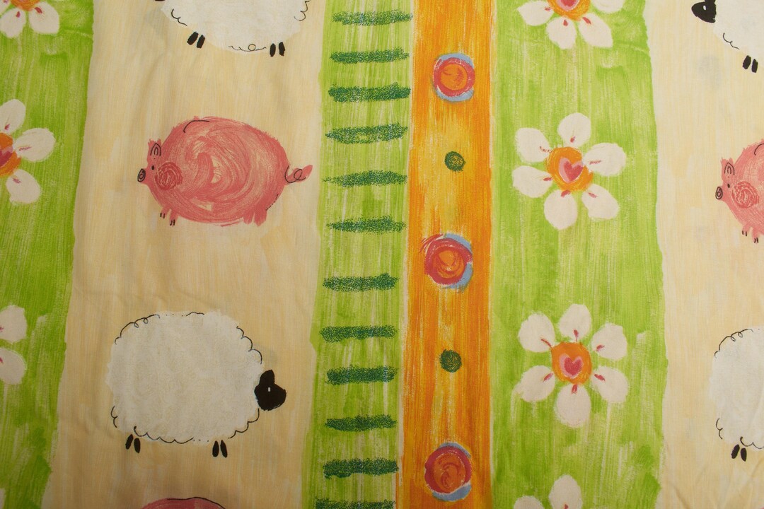 2000s Vintage Cotton Fabric, Le Pig Stripe, Rectella Fabric, Home Decor ...