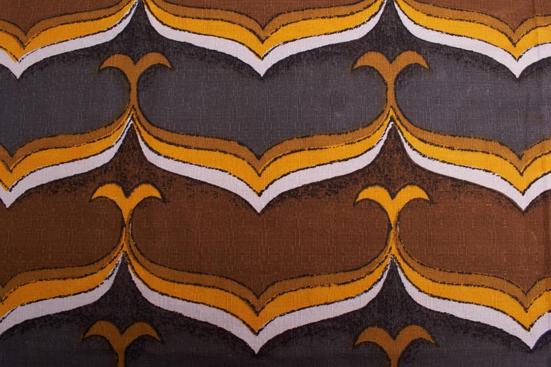 1960s Vintage Barkcloth Fabric Op Art: Geometric Abstraction, Brown ...