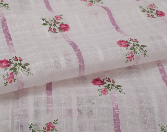 1950s Vintage Dimity Fabric, Pink Roses White, BTY - Etsy