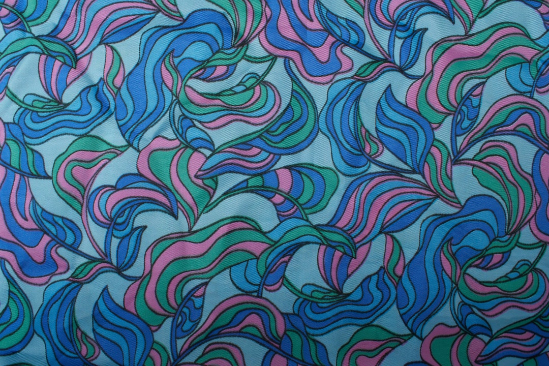 1m schöner 1970er Jahre Vintage Stoff zum nähen, Kunstfaser, blau pink ...