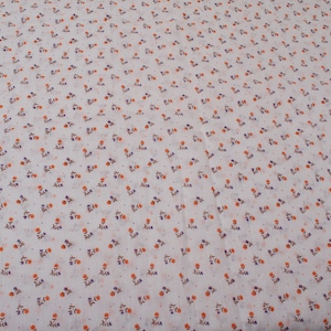 1950s Vintage Cotton Batiste Fabric, Orange Blue Flowers White ...