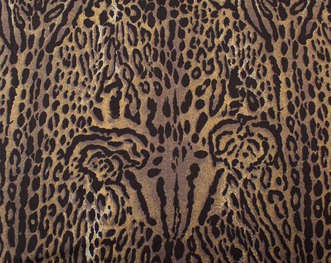 1960s Vintage Cotton Twill Brushed Fabric, Brown Yellow Animal Print ...