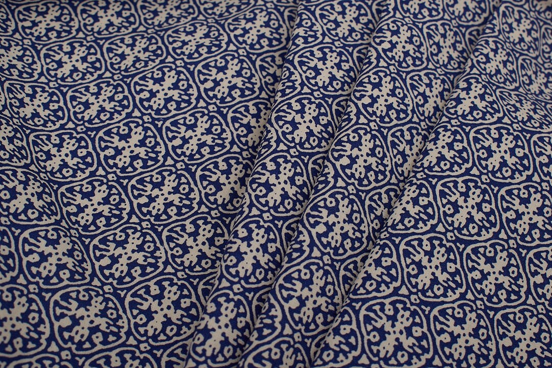 2000s Retro Fabric, Cotton Beige Navy Blue, BTY - Etsy