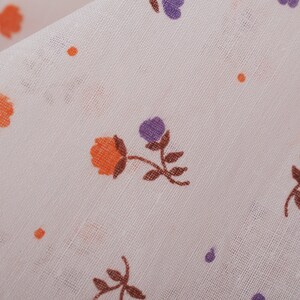 1950s Vintage Cotton Batiste Fabric, Orange Blue Flowers White ...