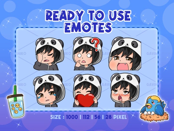 Chibi Emotes Pack Boy or Girl Black Hair Panda Style - Etsy UK