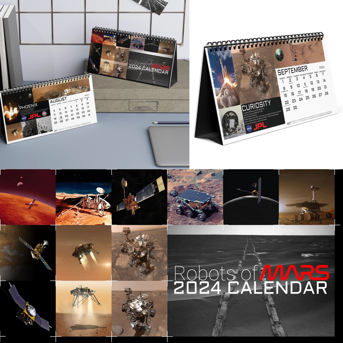 NASA Calendar 2024 Robots of MARS, Desk Calendar 2024, Spiral Bound ...