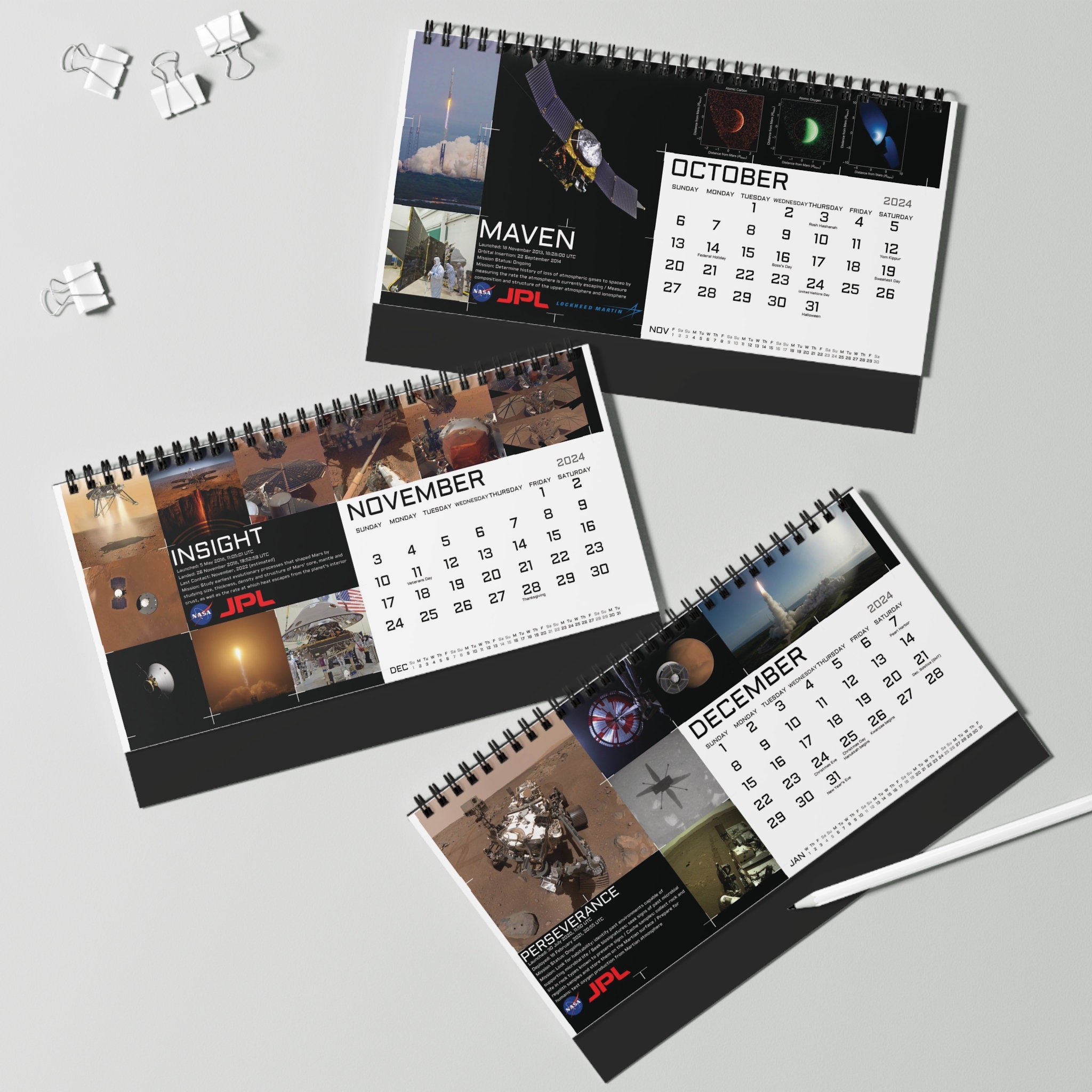 NASA Calendar 2024 Robots of MARS, Desk Calendar 2024, Spiral Bound ...