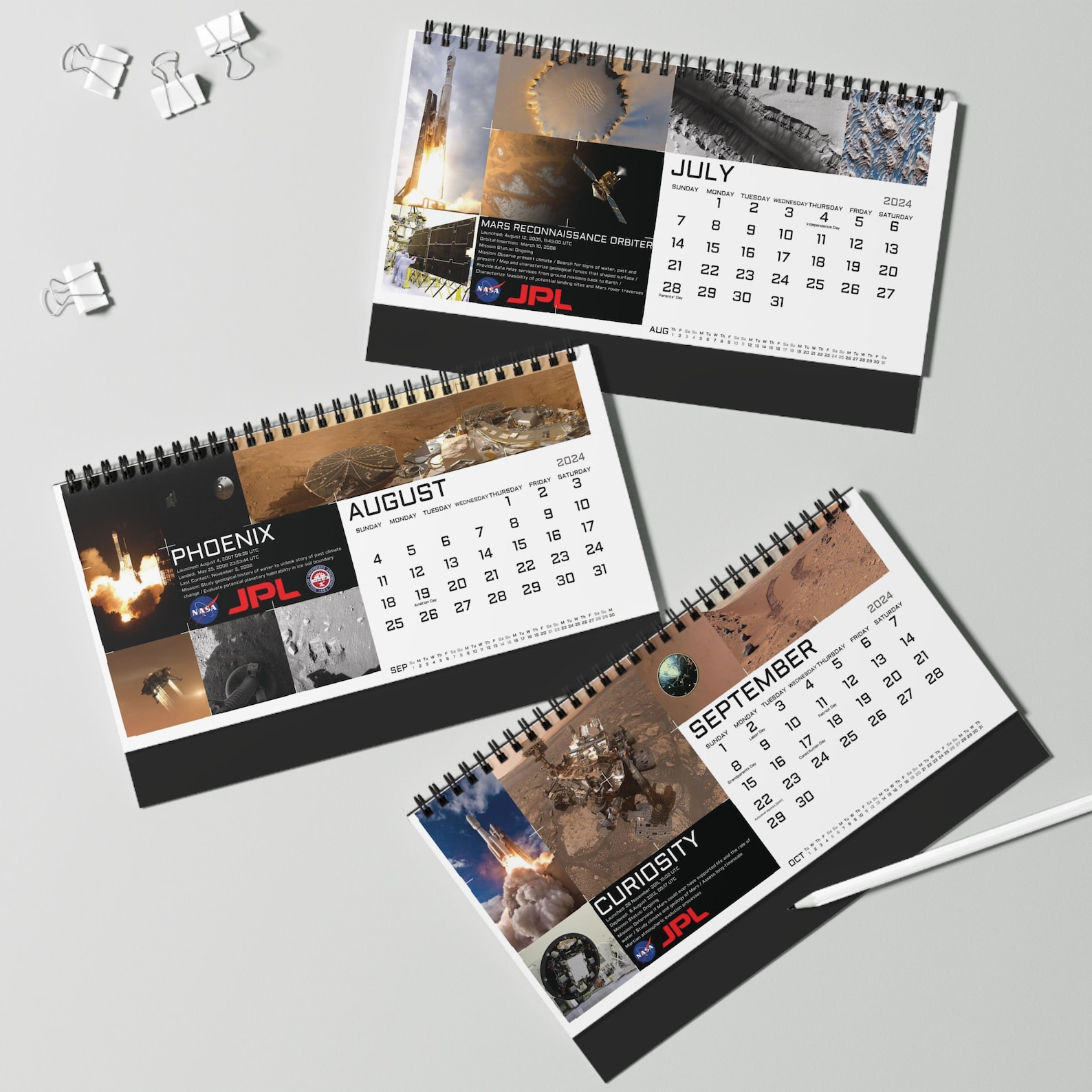 NASA Calendar 2024 Robots of MARS, Desk Calendar 2024, Spiral Bound ...