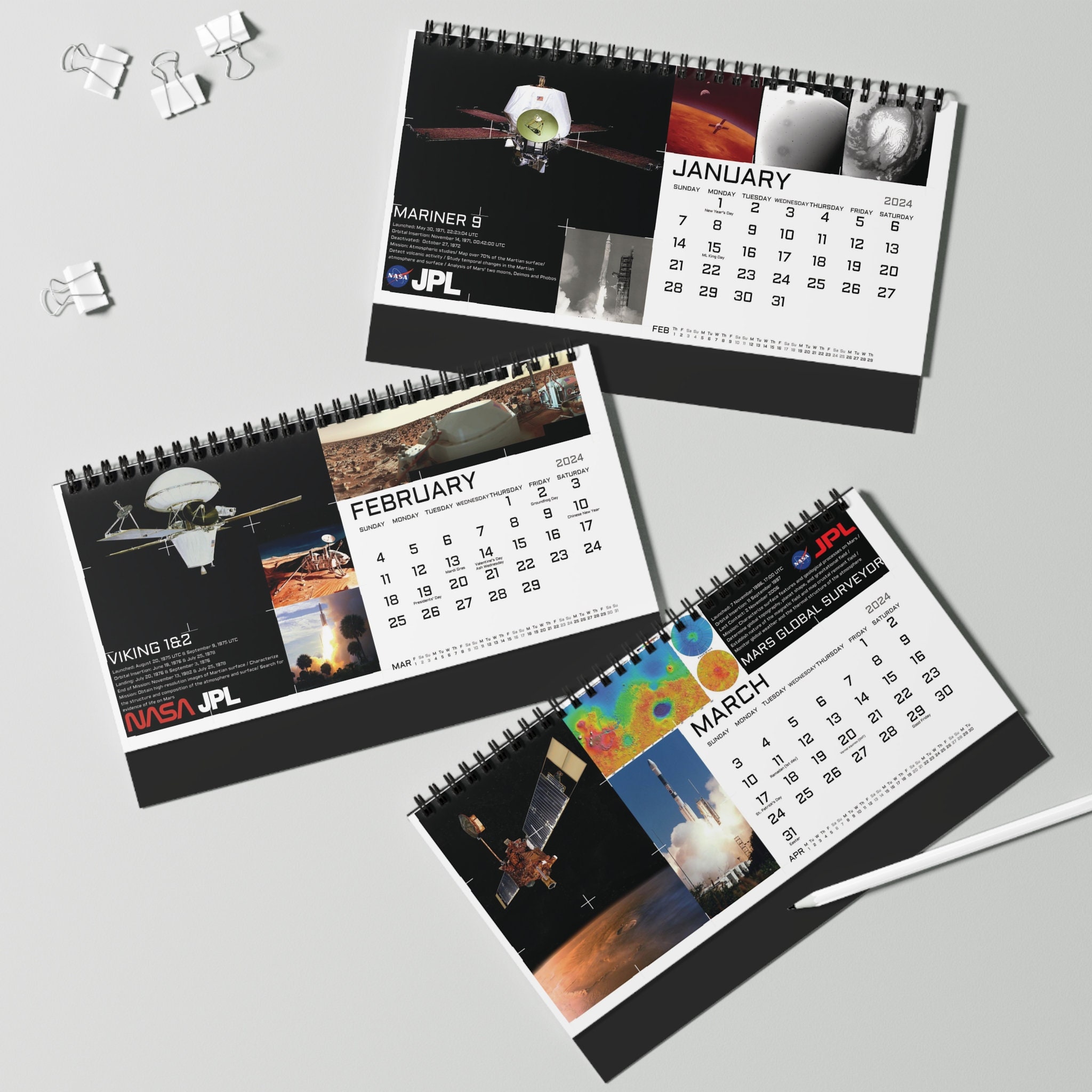 NASA Calendar 2024 Robots of MARS, Desk Calendar 2024, Spiral Bound ...